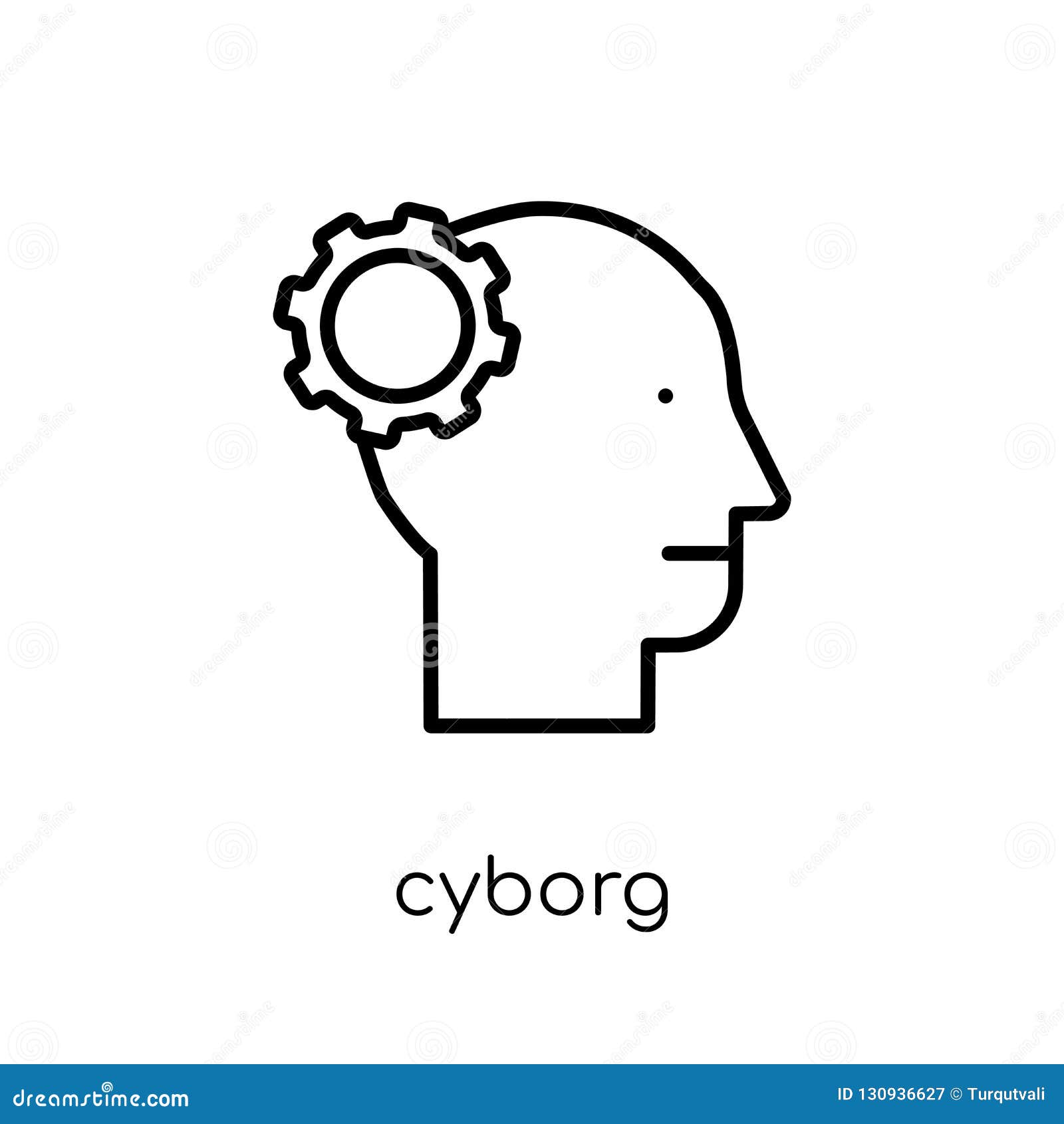 Cyborg Icon. Trendy Modern Flat Linear Vector Cyborg Icon on White ...