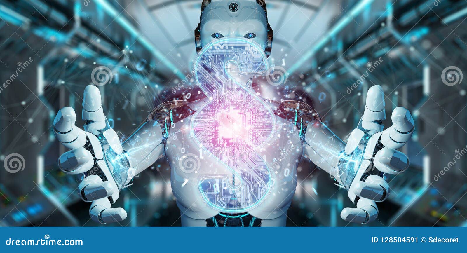 Cyborg Judge Using 3D Rendering Digital Paragraph Law Symbol Stock ...