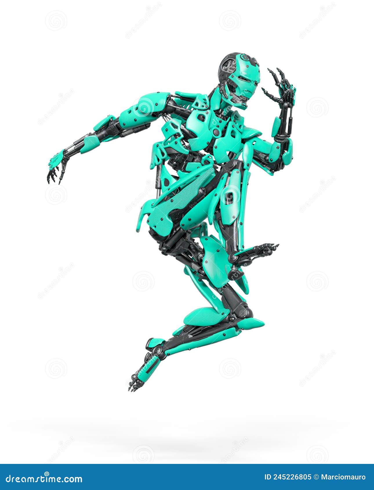 Cyborg jumping in action stock illustration. Illustration of character ...
