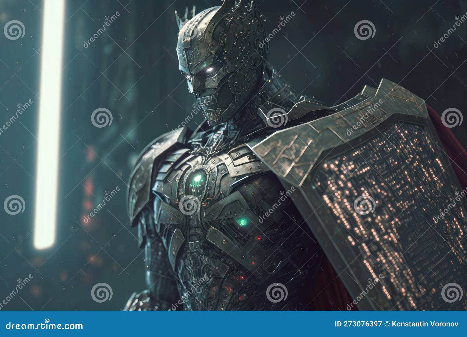 Cyborg Knight with a Shield; Cyberspace. Security, Protection Safety of ...