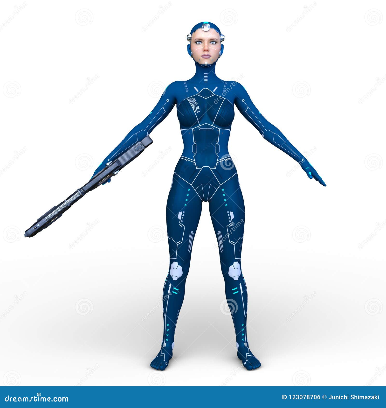 Cyborg female soldier stock illustration. Illustration of 3dcg - 123078706