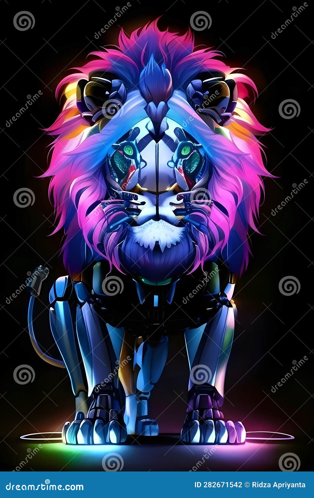 The Cyborg Lion Neon Design AI Model Is A Cutting-edge Artificial ...