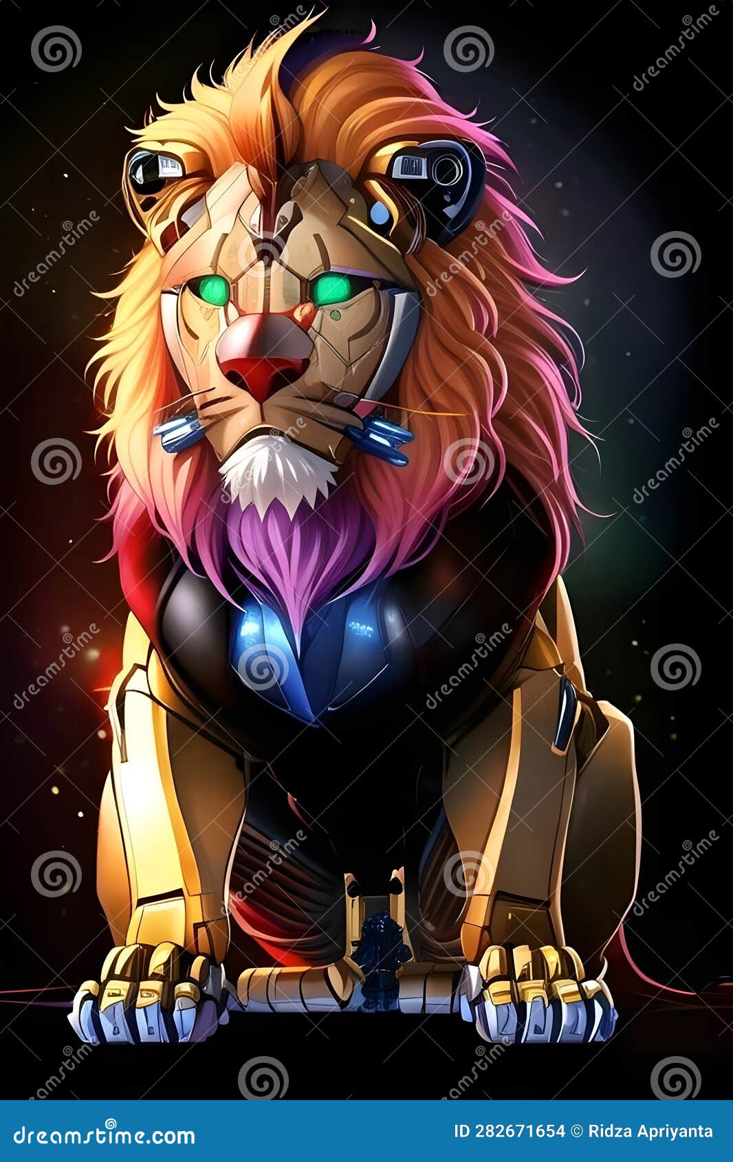 The Cyborg Lion Neon Design AI Model is a Cutting-edge Artificial ...