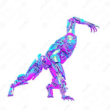 Cyborg is Loading a Panther Pose Stock Illustration - Illustration of ...