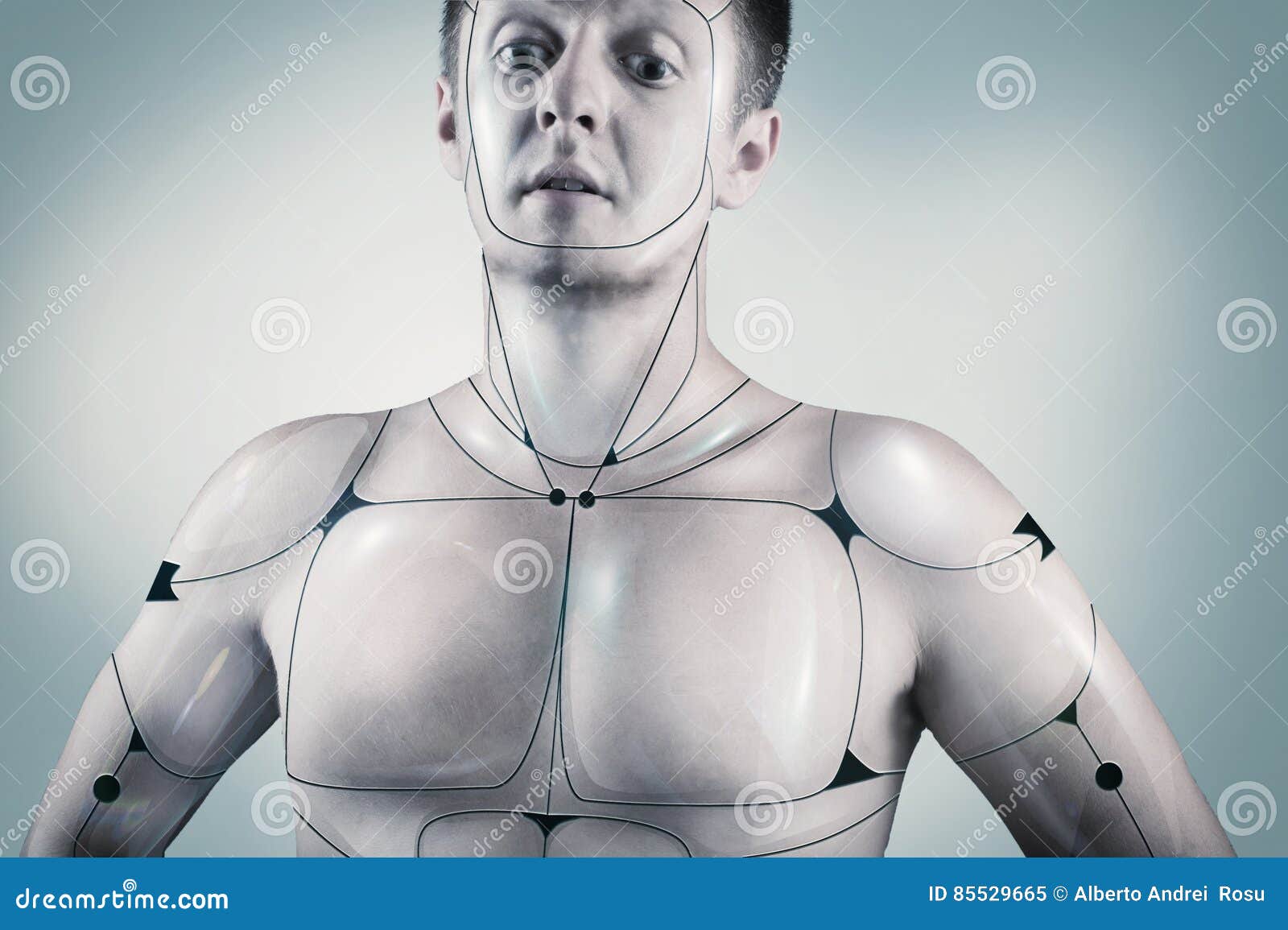 Cyborg Man in a Background. Stock Image - Image of fiction, binary ...