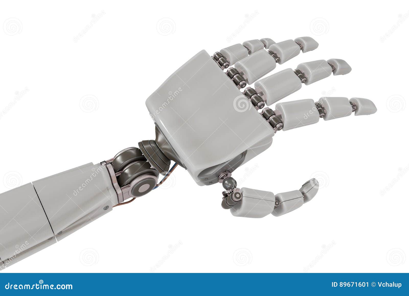 Cyborg Metallic Hand Isolated On White Background. 3D Rendered ...