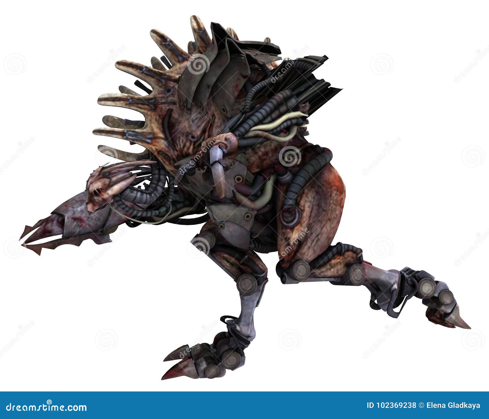 Cyborg Monster Concept 3d Illustration Stock Illustration ...