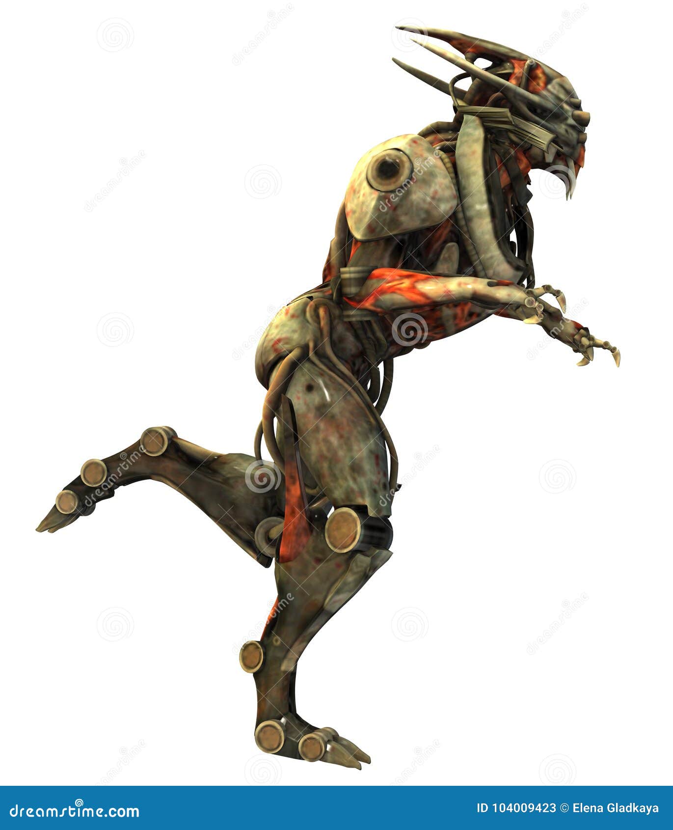 Cyborg Monster Concept 3d Illustration Isolated on White Stock ...