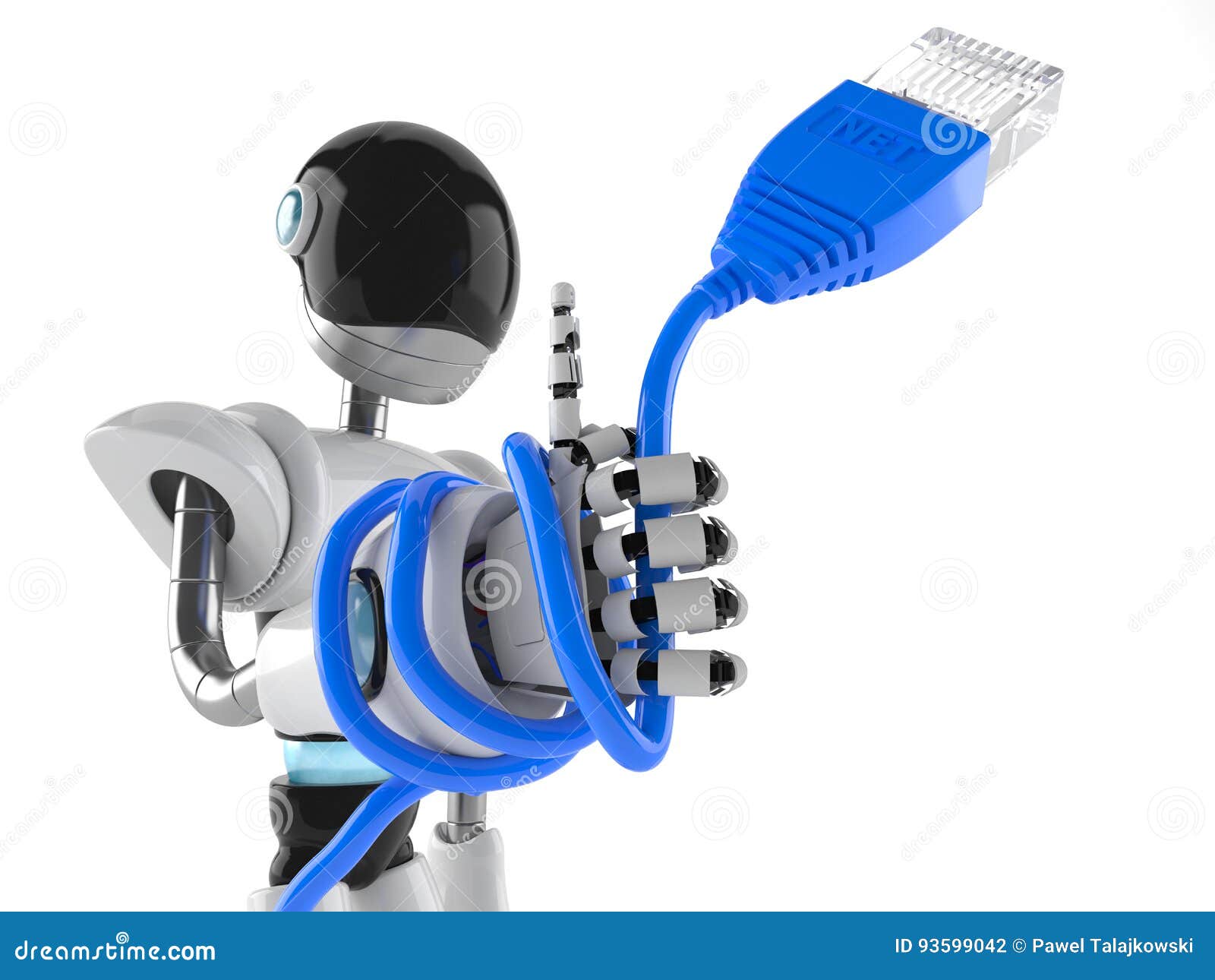 Cyborg with network cable stock illustration. Illustration of isolated ...