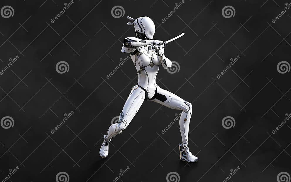Cyborg Ninja Suit Pose with Clipping Path Stock Illustration ...