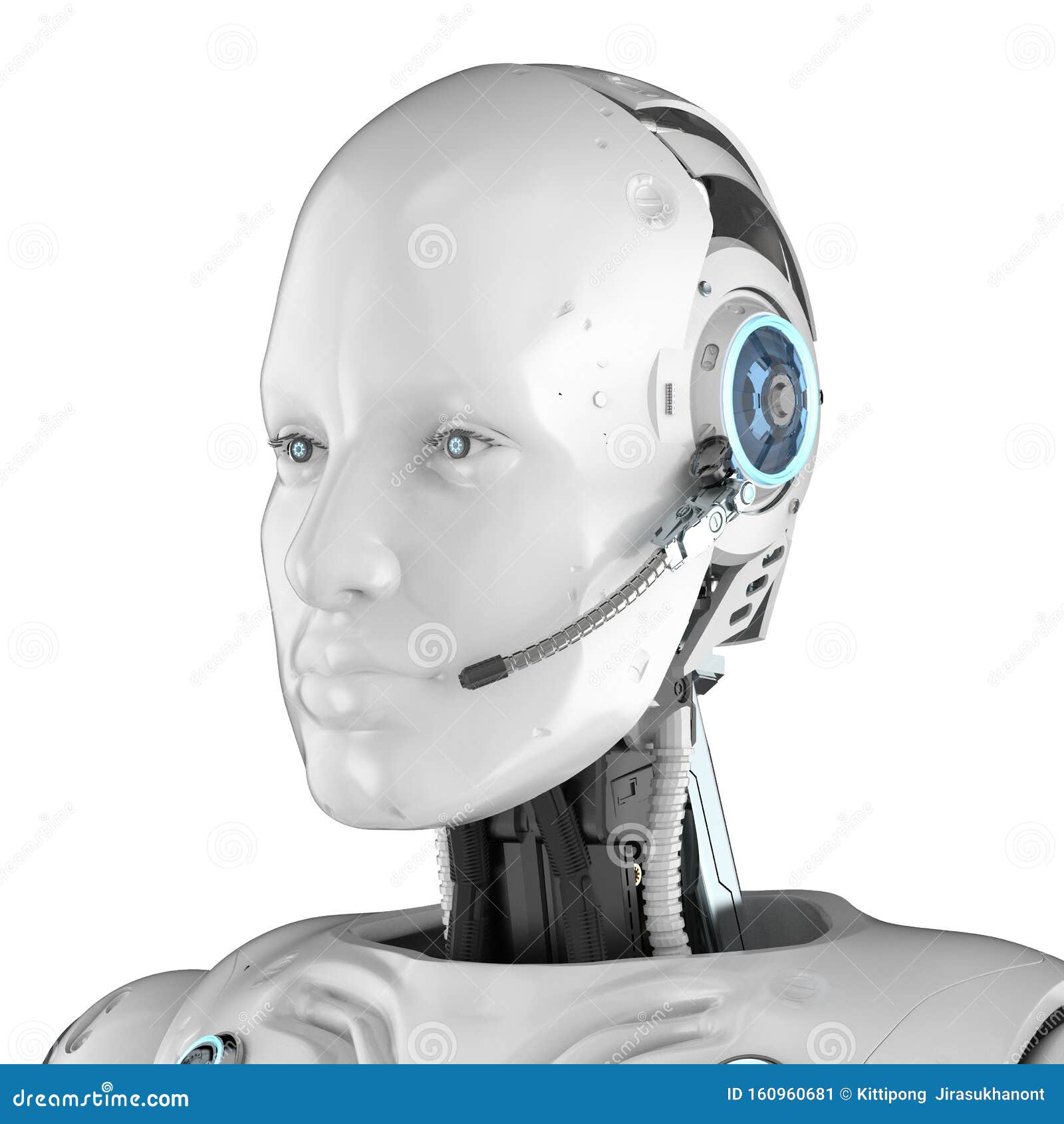 Cyborg Ou Robot Avec Casque Illustration Stock - Illustration du ...