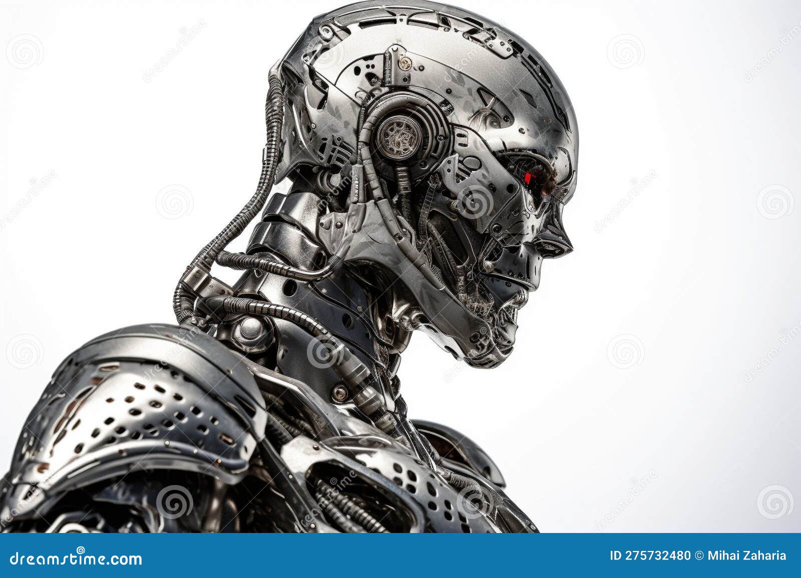 A Cyborg Portrait in Studio, Isolated on White Background. Generative ...