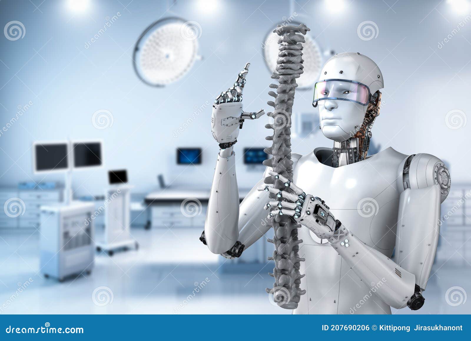 Cyborg with Prosthetic Spine Stock Illustration - Illustration of ...