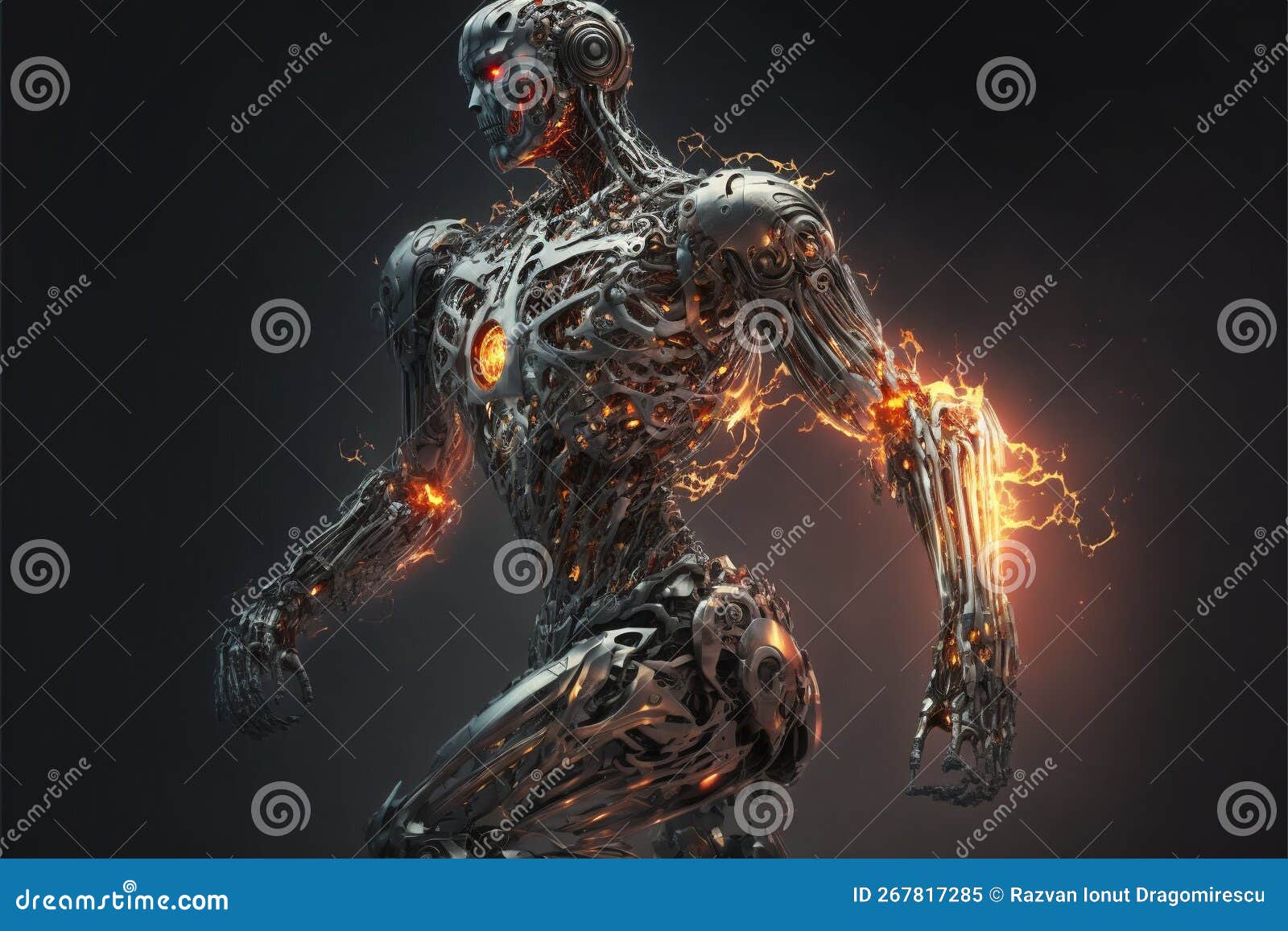 A Cyborg Robot, Blending Human and Machine Elements.Ai Generated Stock ...