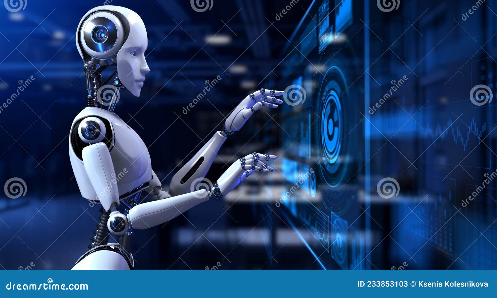 Cyborg Robot 3d Render. Robotic Process Automation RPA Data Analysis ...