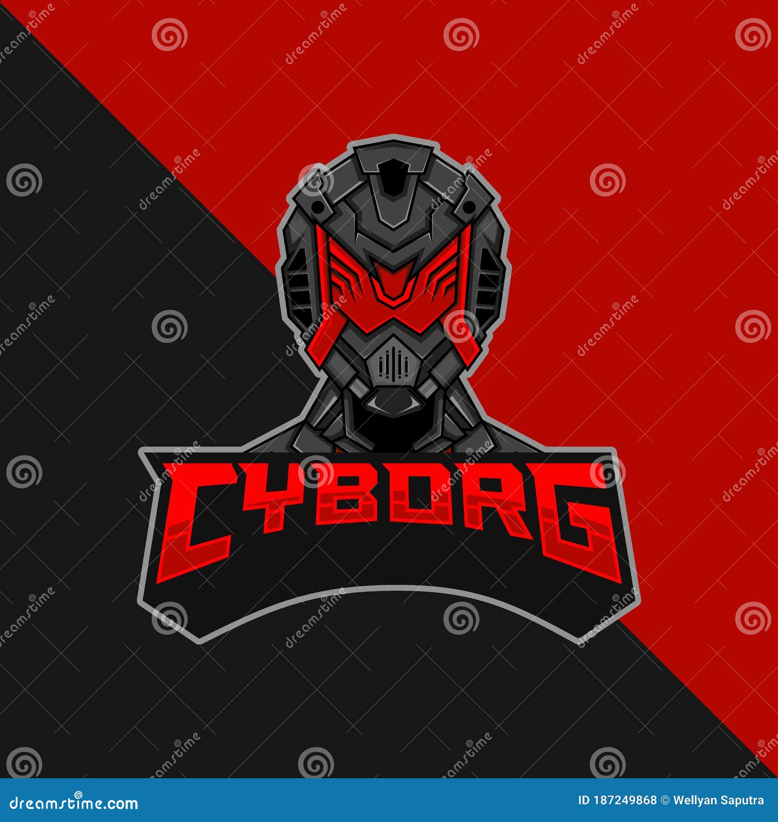 Cyborg Robot E-Sports Mascot Logo. Vector Illustration Stock Vector ...