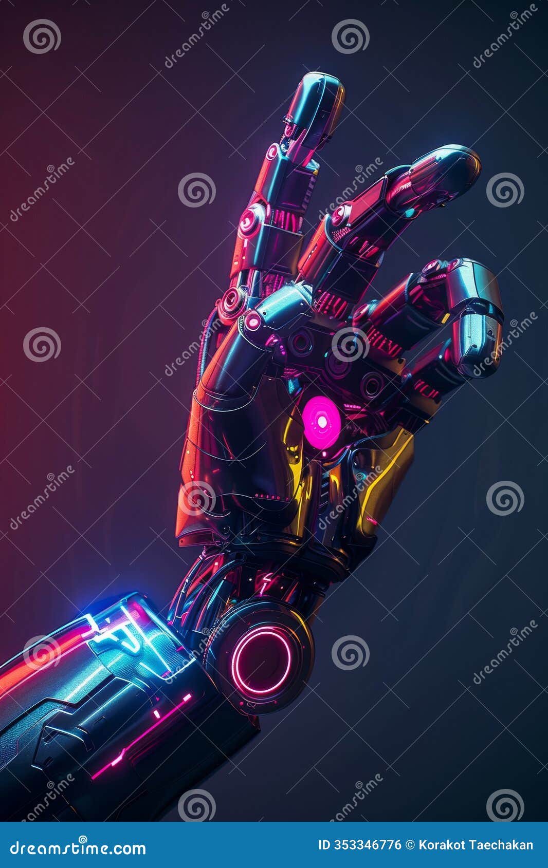 Cyborg Robot Hand on Dark Background. Robotic Process Automation ...