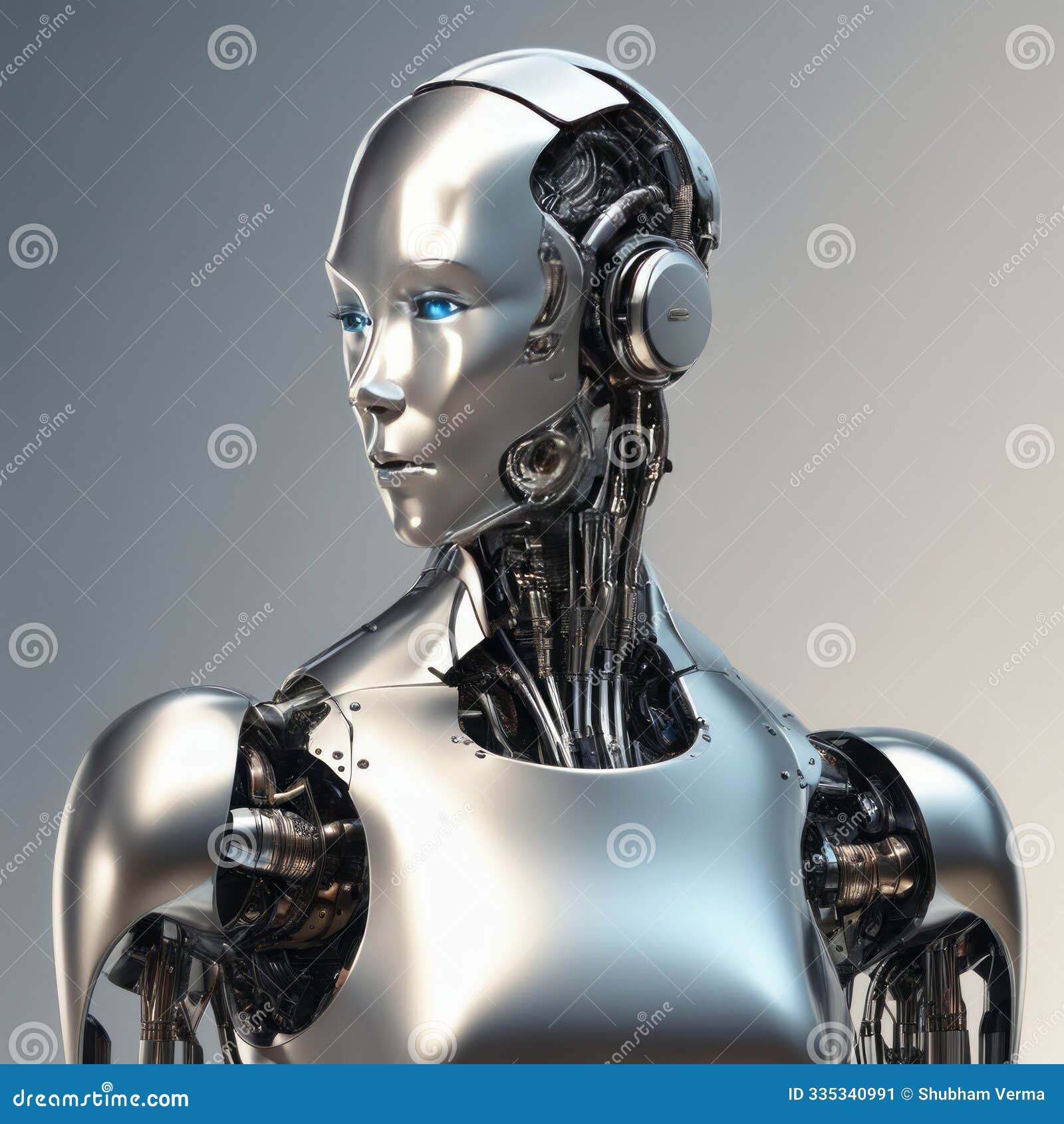 Cyborg Robot Head 3d Render Cyborg Robot Head 3d Render Robot with ...