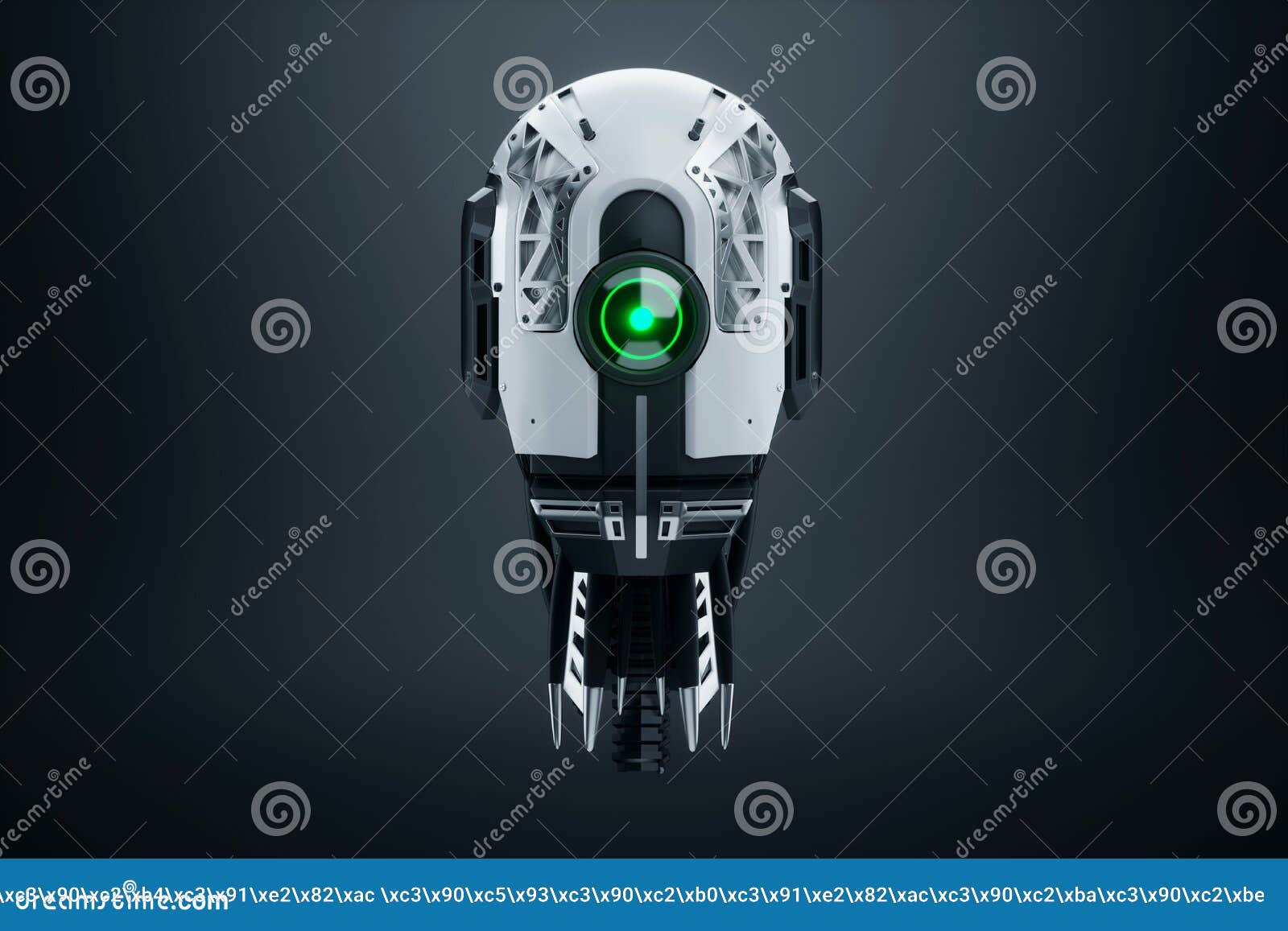 Cyborg Robot Head Isolated On Black Background. New Technologies ...