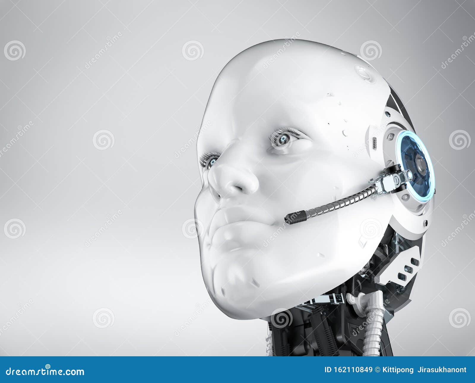 Cyborg or Robot with Headset Stock Illustration - Illustration of ...