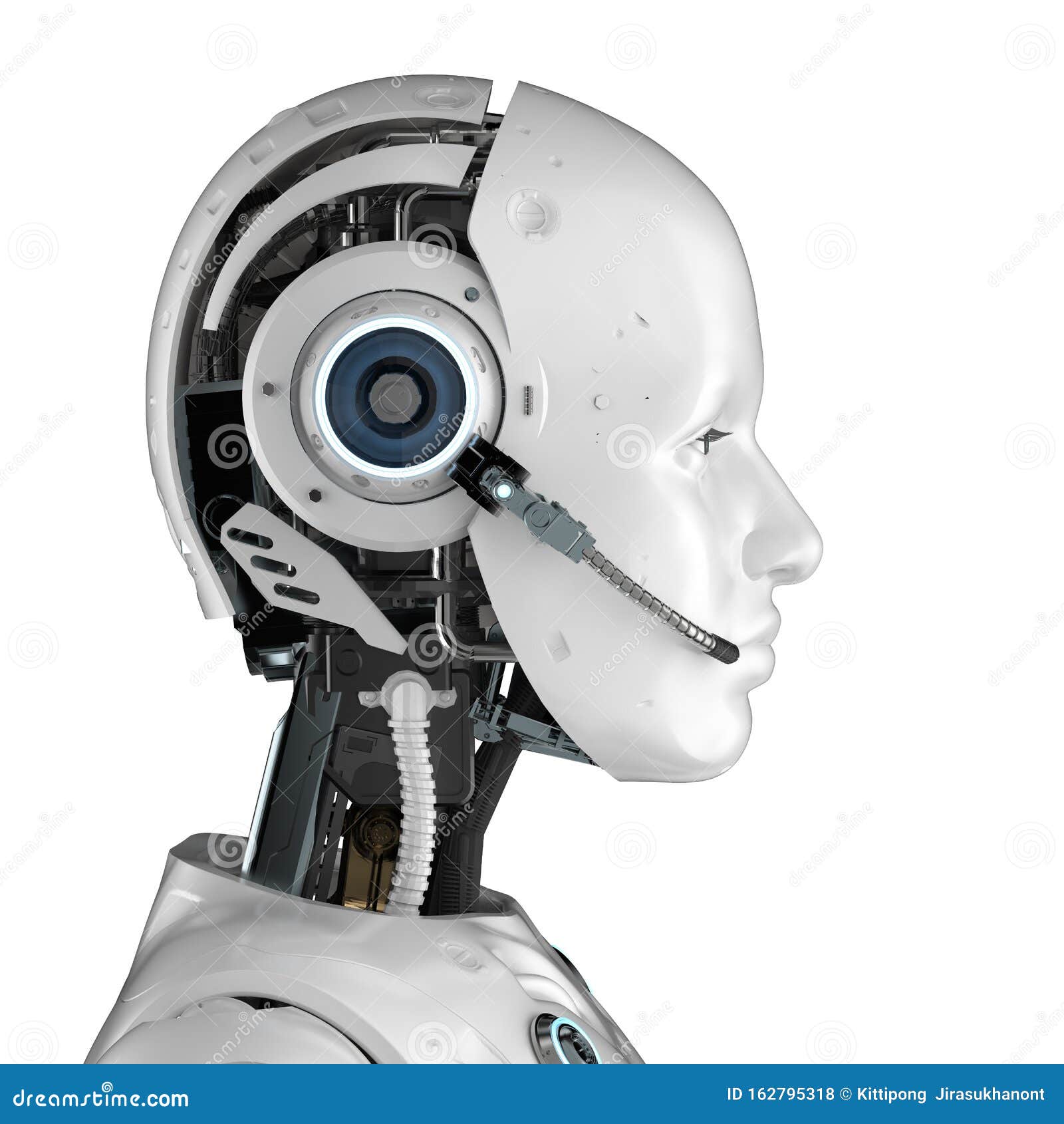Cyborg or Robot with Headset Stock Illustration - Illustration of ...