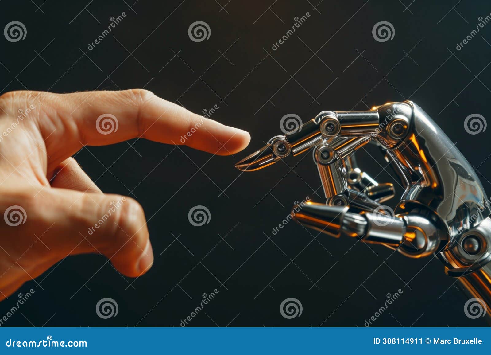 Cyborg Robotic Finger Touching Human Finger - AI Generated Stock ...
