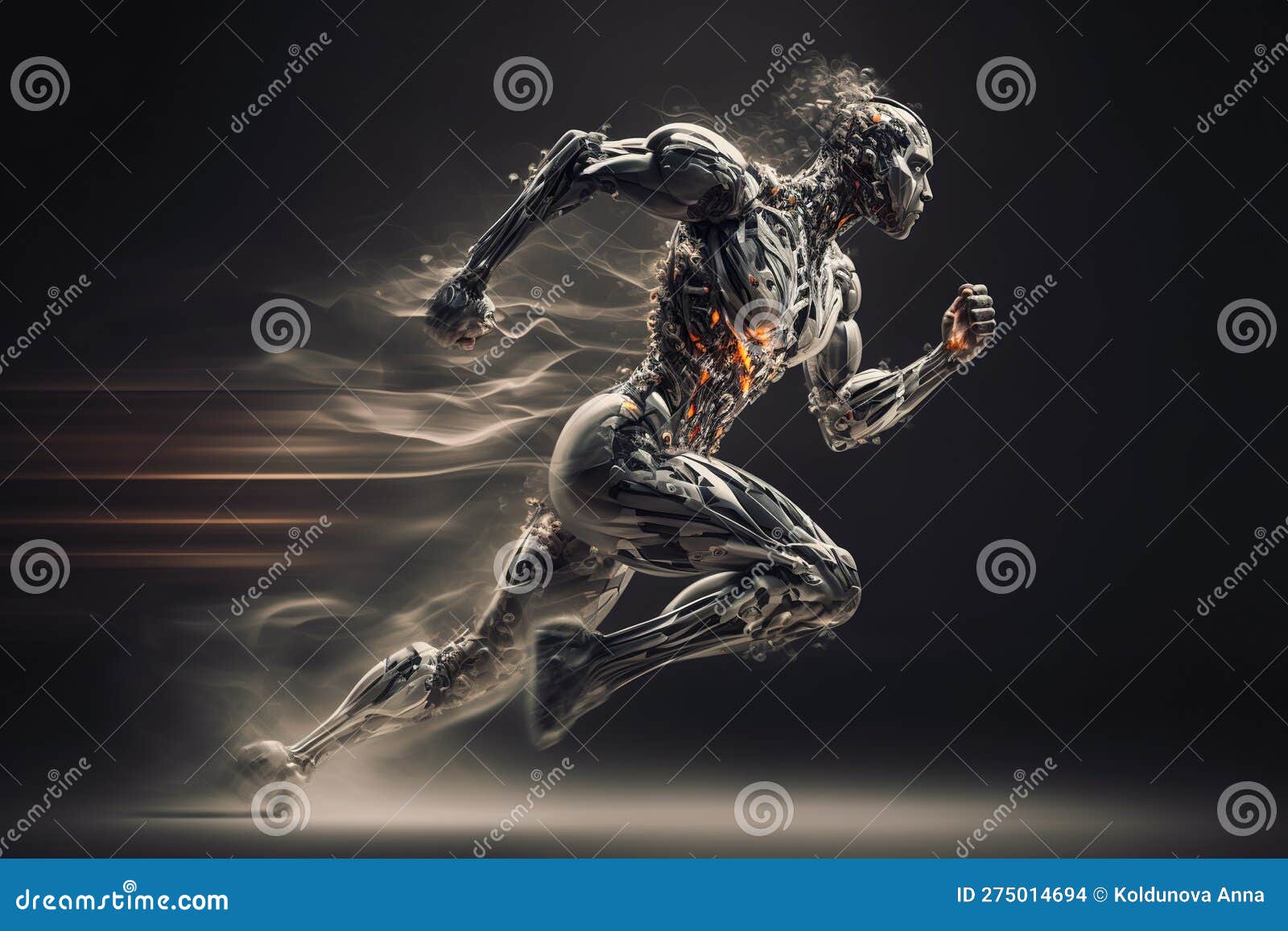 Cyborg Running Fast, Concept of Futuristic Technology and Artificial ...