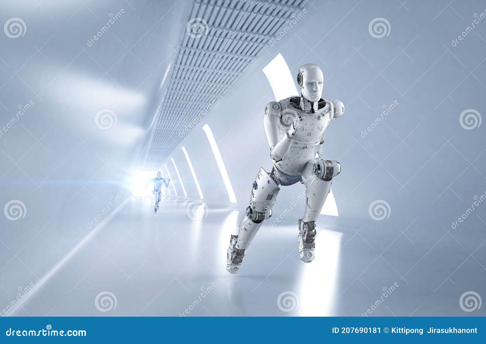 Cyborg Running with Fast Speed Stock Illustration - Illustration of ...