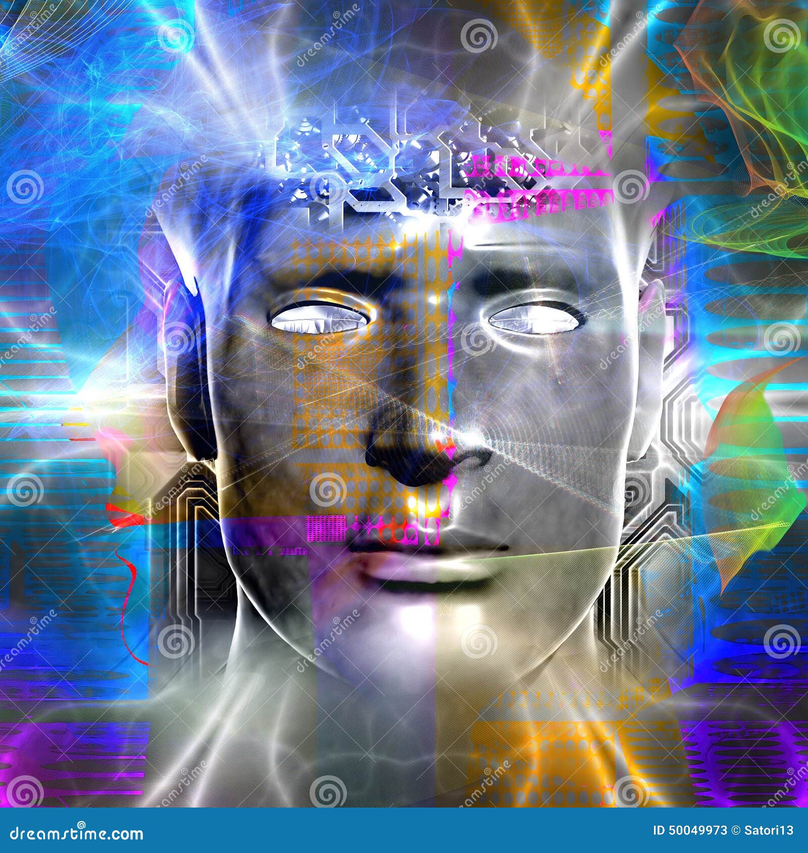 Cyborg s head stock image. Image of computer, digital - 50049973