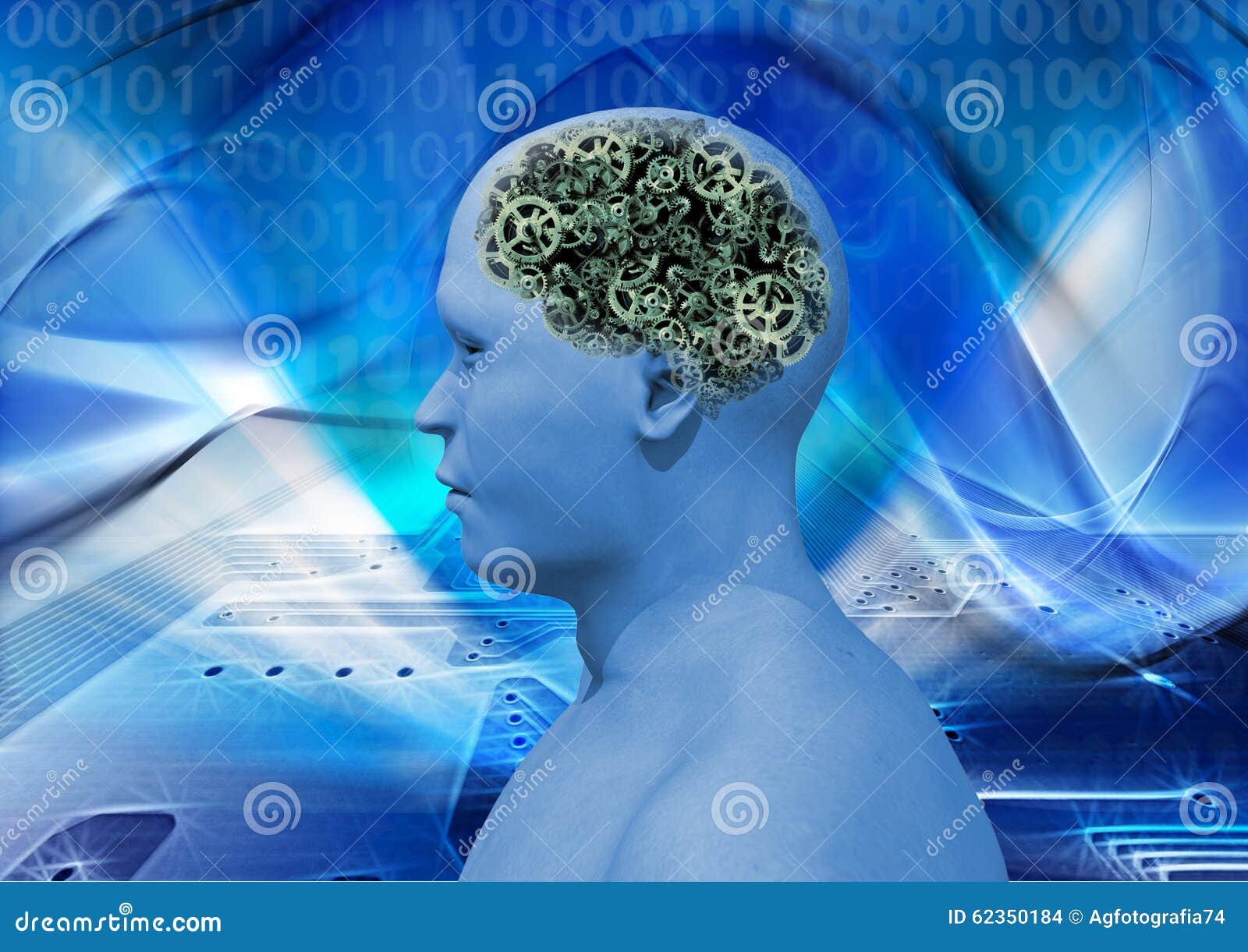 Cyborg showing brain gears stock illustration. Illustration of ...