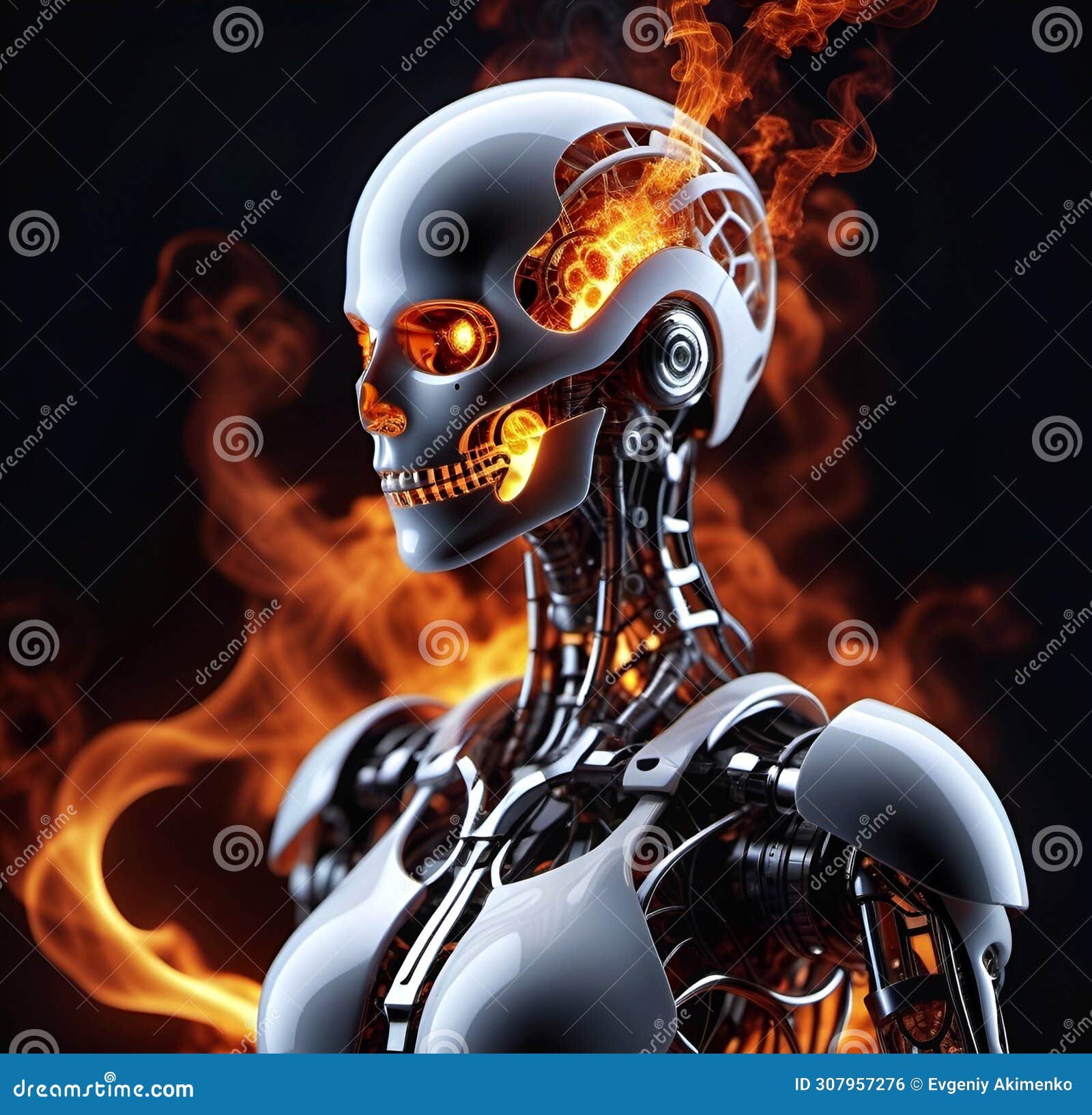 Burning Skeleton With A Skateboard On The Neck. Label For Typography ...