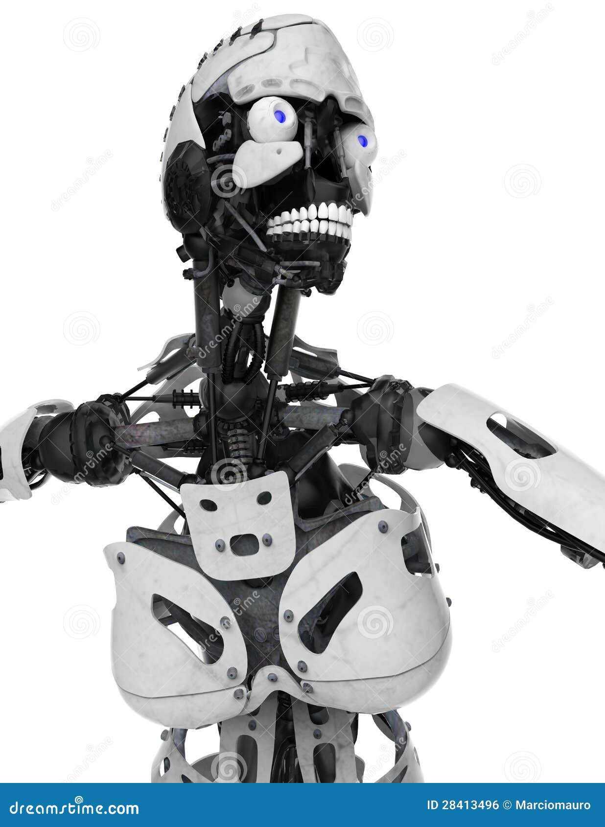 Cyborg skull face stock illustration. Illustration of metal - 28413496