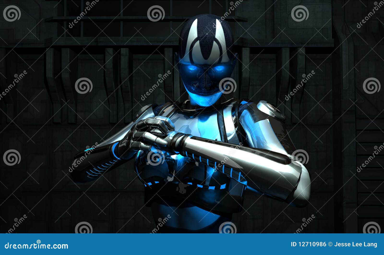 Cyborg soldier stock illustration. Illustration of technology - 12710986
