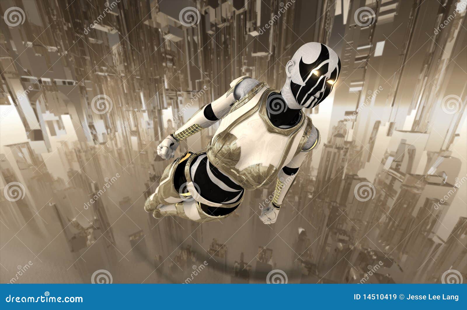 Cyborg soldier flying stock illustration. Illustration of blast - 14510419