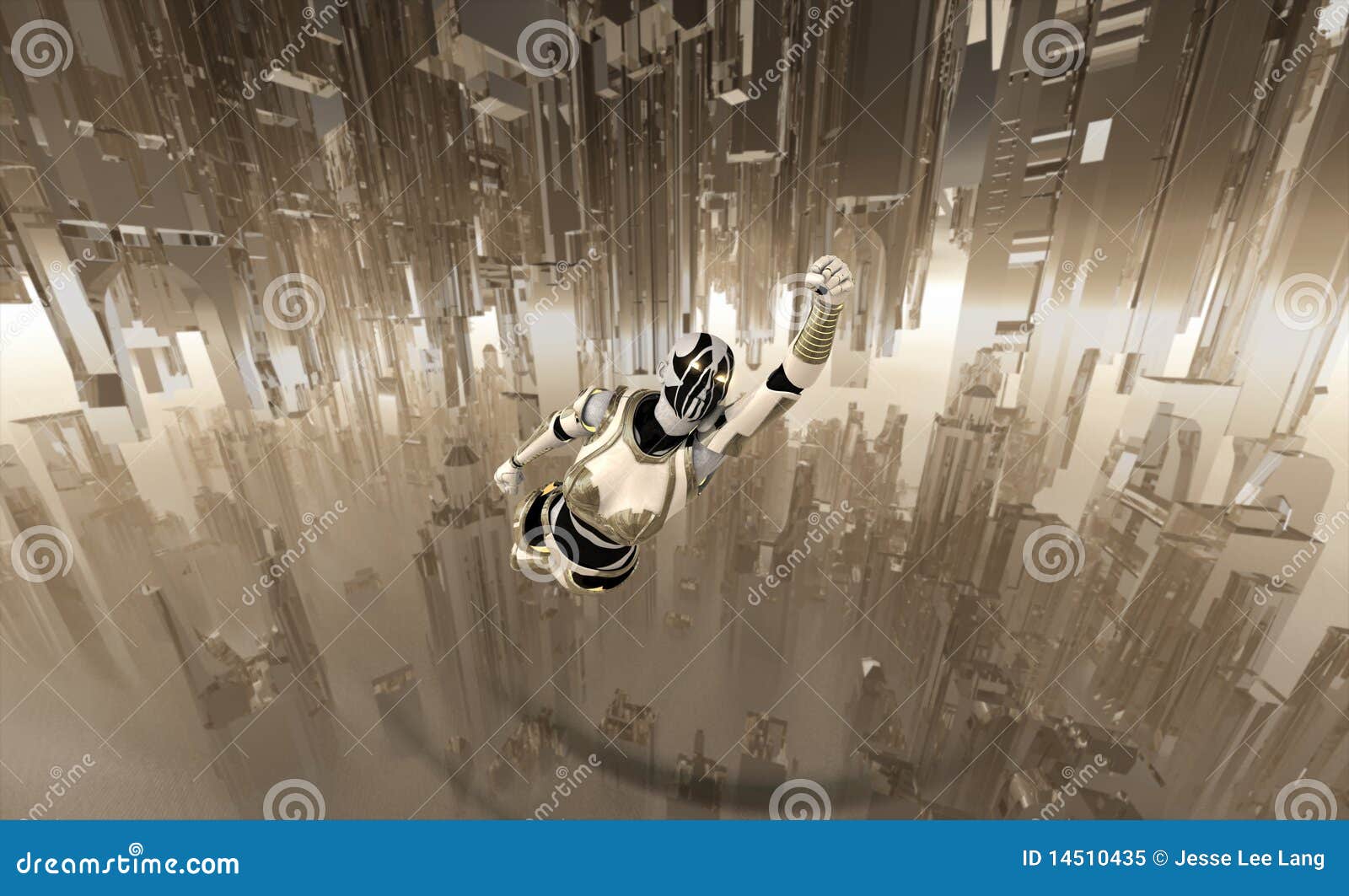 Cyborg soldier flying stock illustration. Illustration of render - 14510435