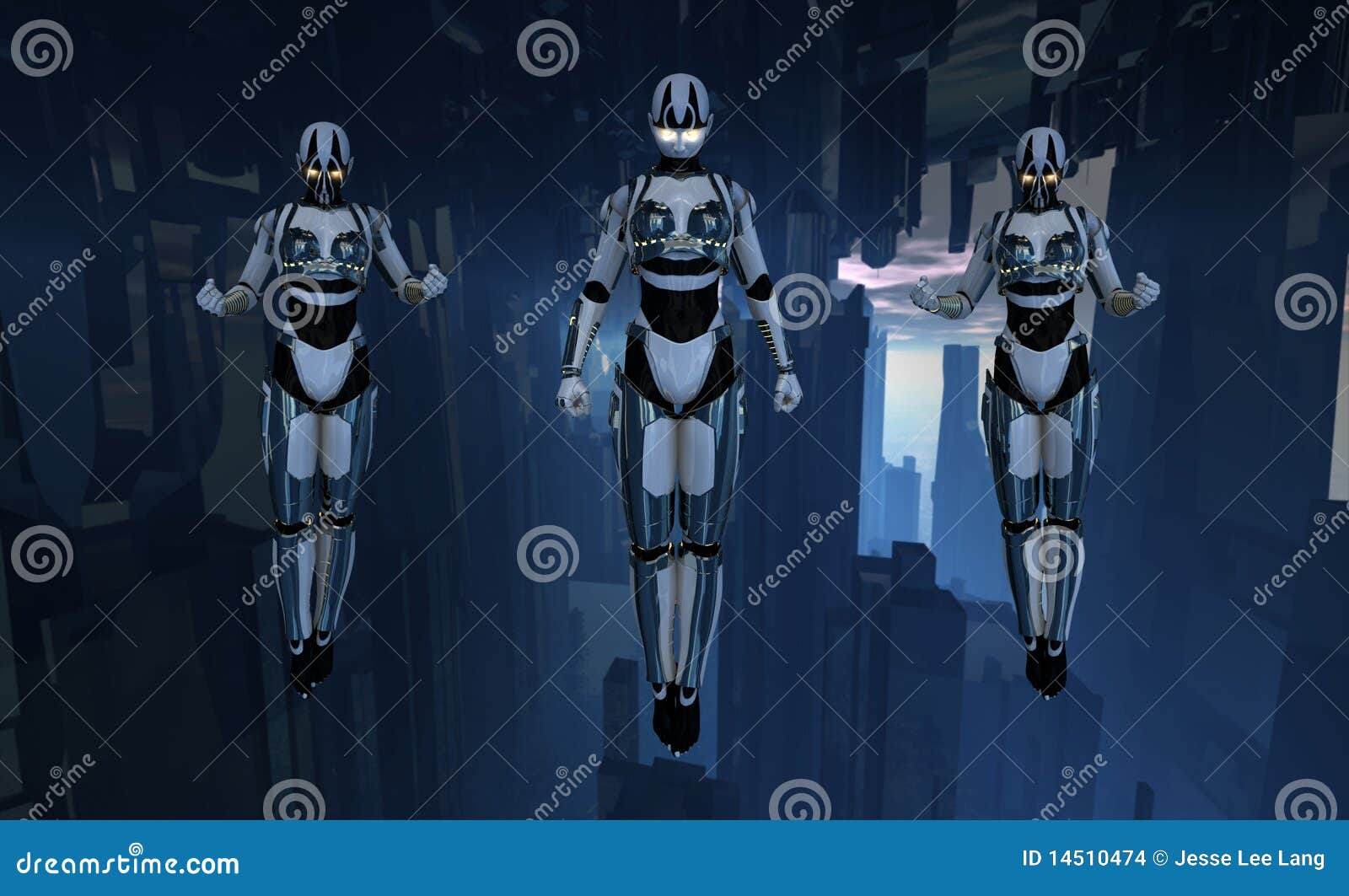 Cyborg Soldiers Flying Royalty-Free Stock Image | CartoonDealer.com ...