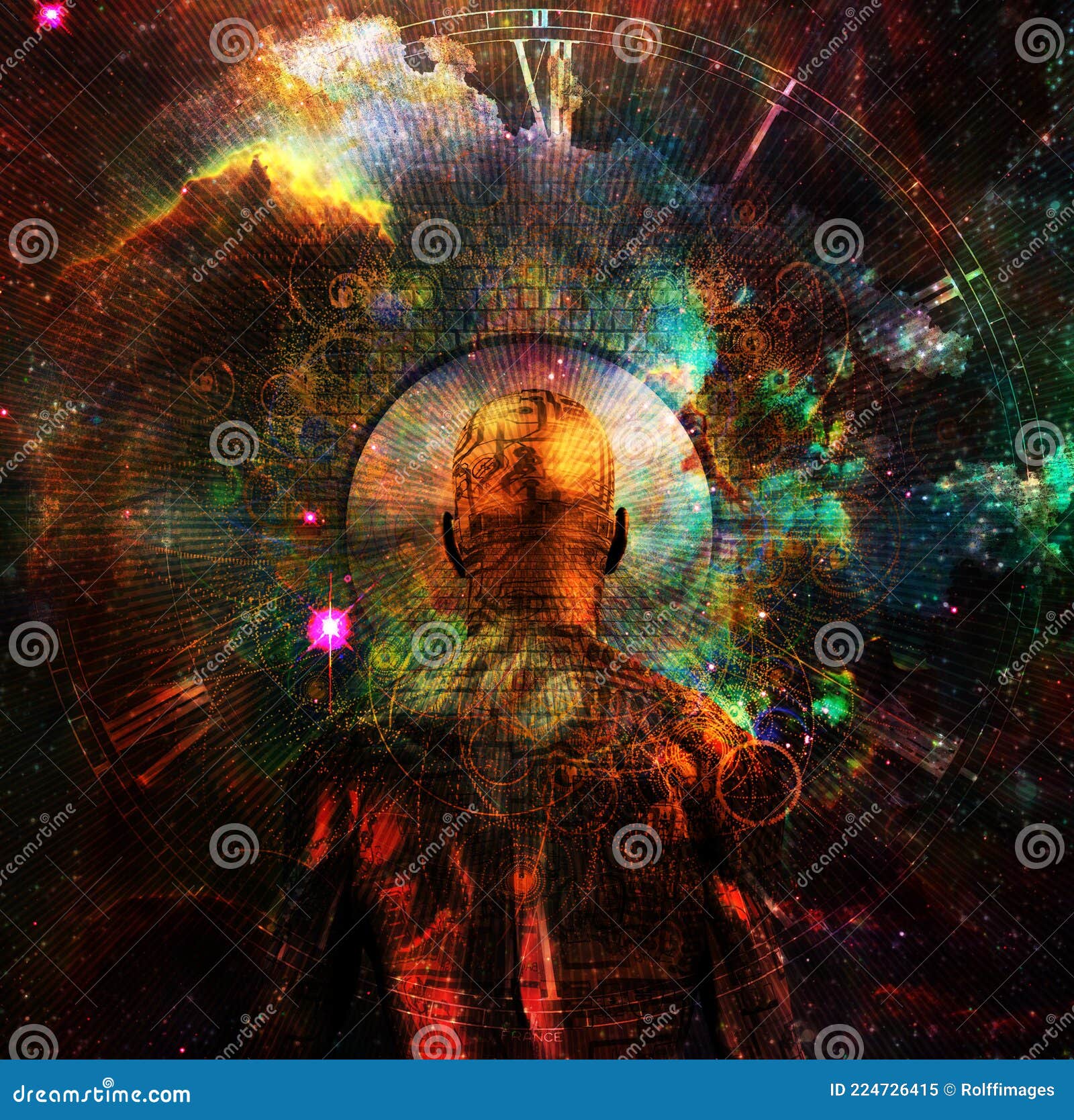 Cyborg in Space stock illustration. Illustration of fiction - 224726415