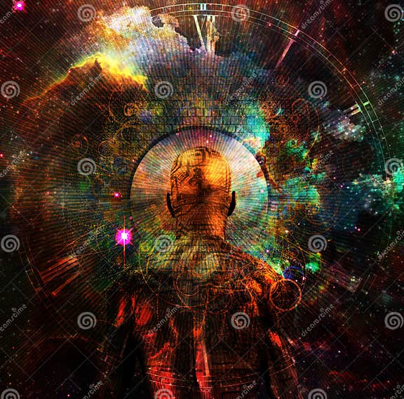 Cyborg in Space stock illustration. Illustration of fiction - 224726415