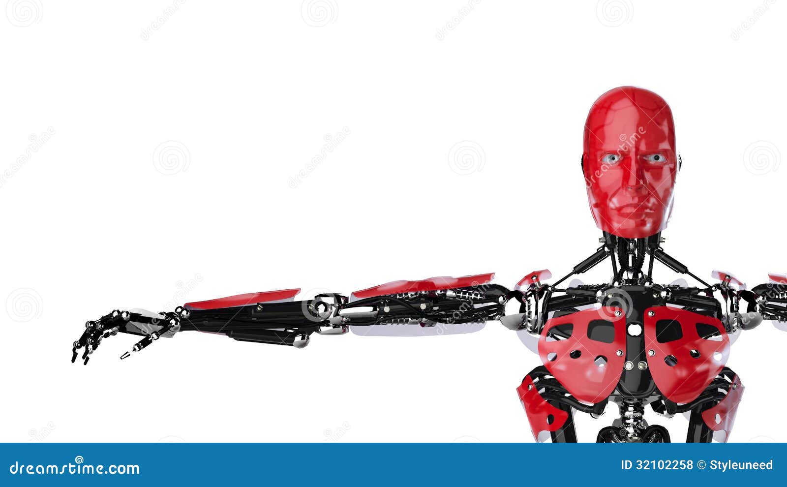 Cyborg spreading arms stock illustration. Illustration of unique - 32102258
