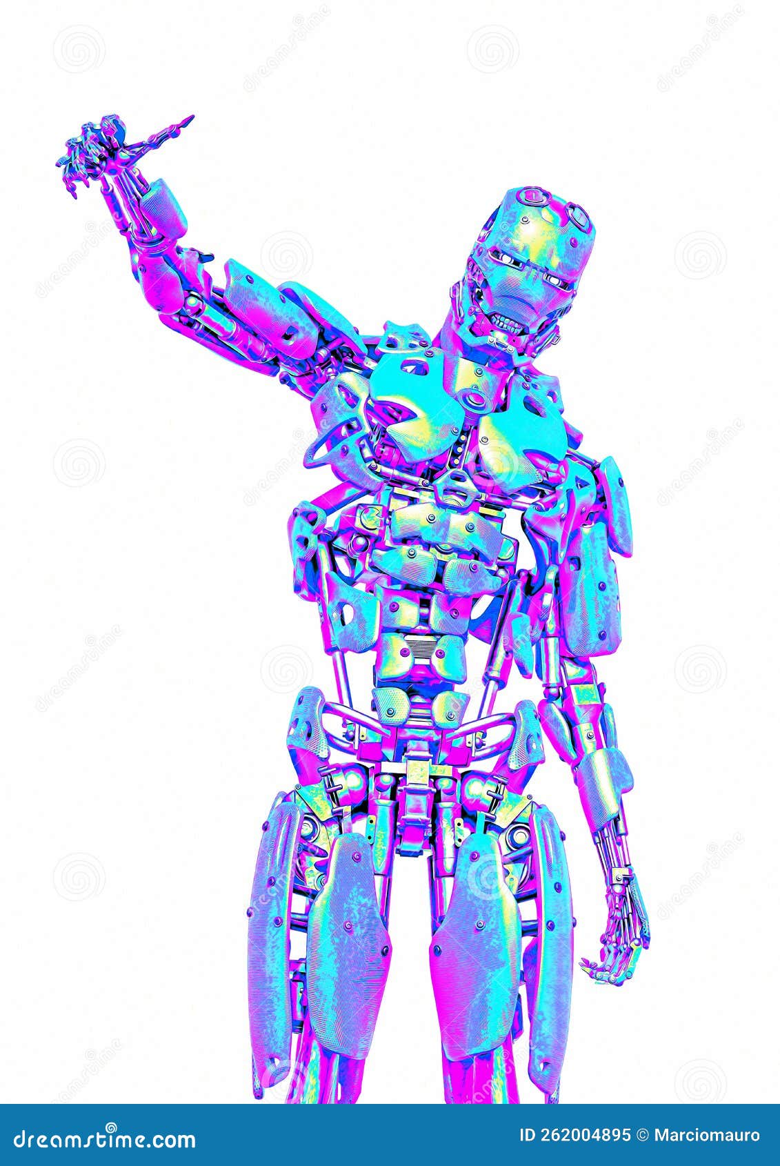 Cyborg is Talking and Sending a Message Stock Illustration ...