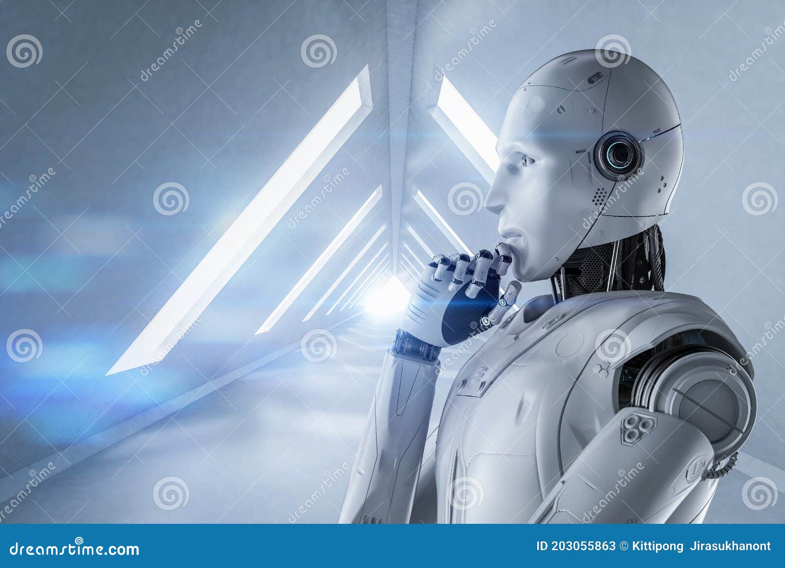 Cyborg think or compute stock illustration. Illustration of analysis ...