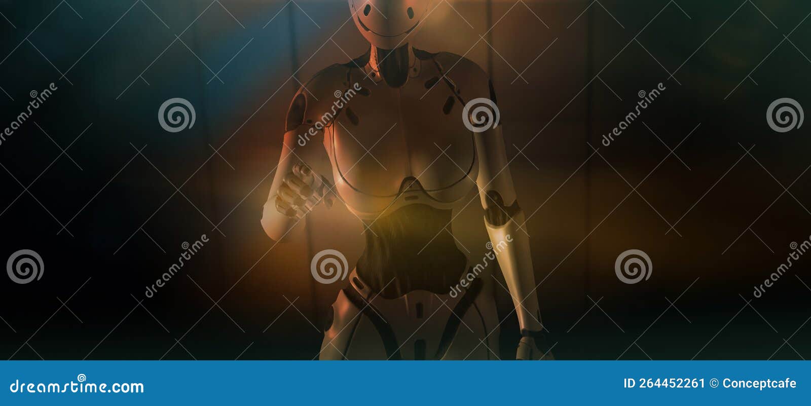 The Cyborg Touching Something with Her Index Finger. Stock Illustration ...