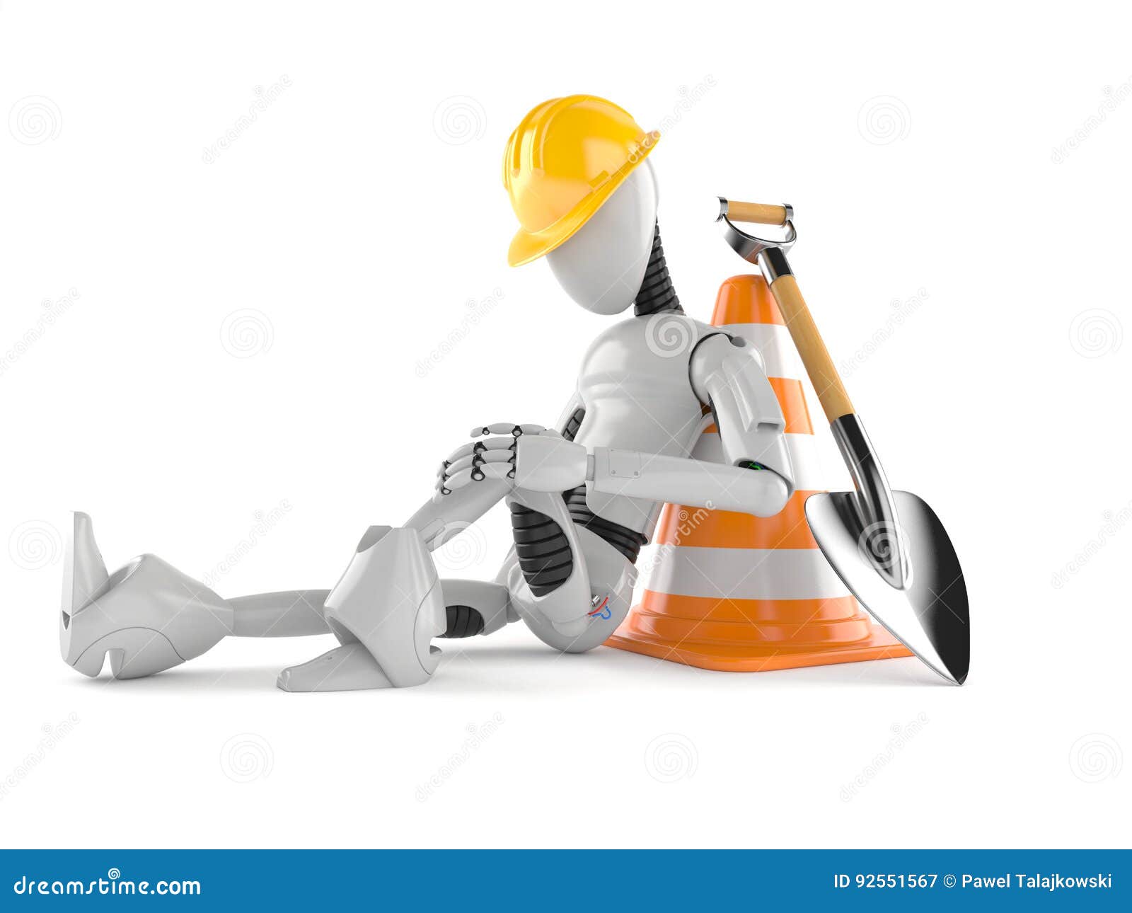 Cyborg with traffic cone stock illustration. Illustration of robot ...