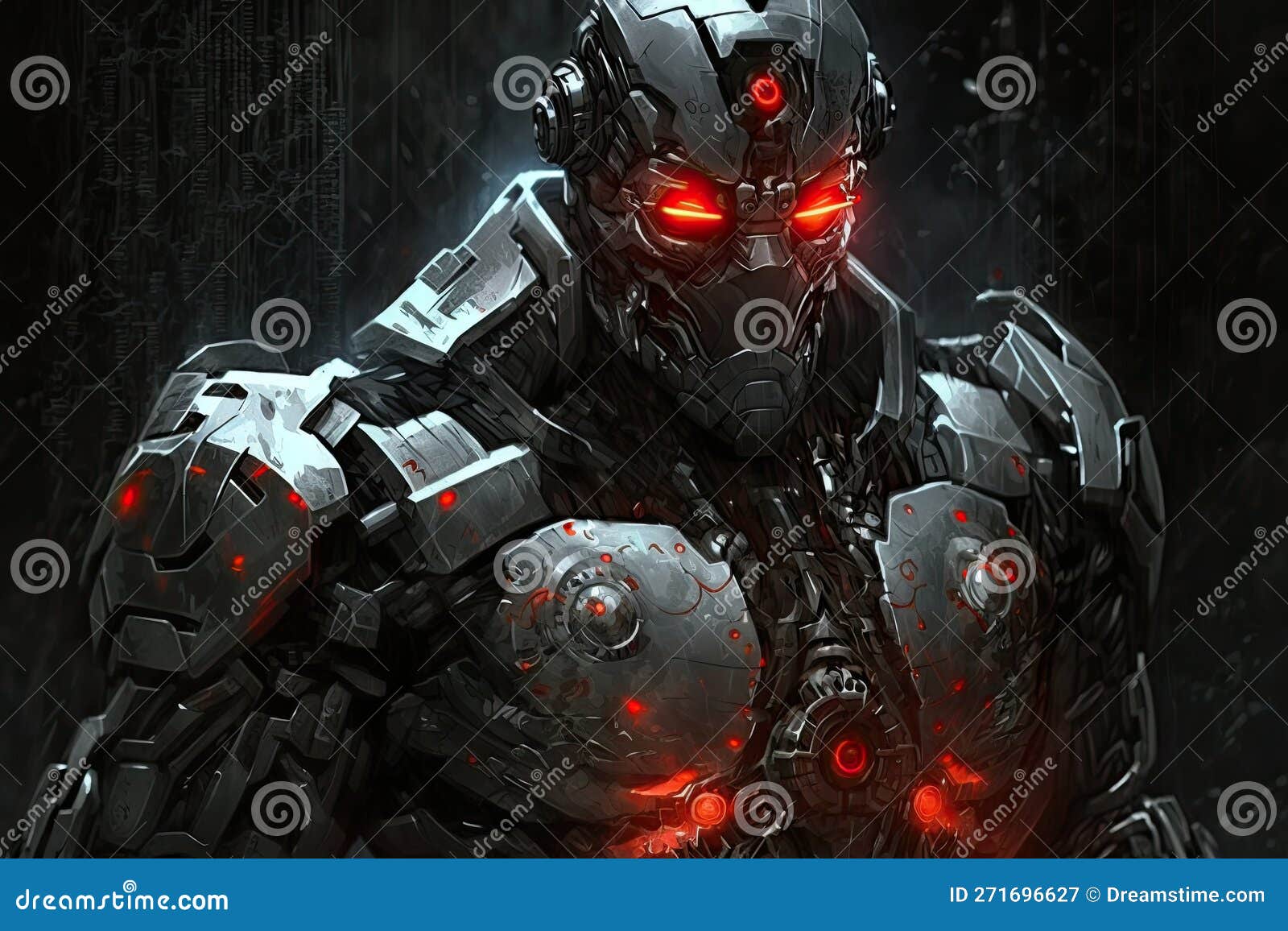 Cyborg War Machine from the Future with Luminous Eyes Stock ...