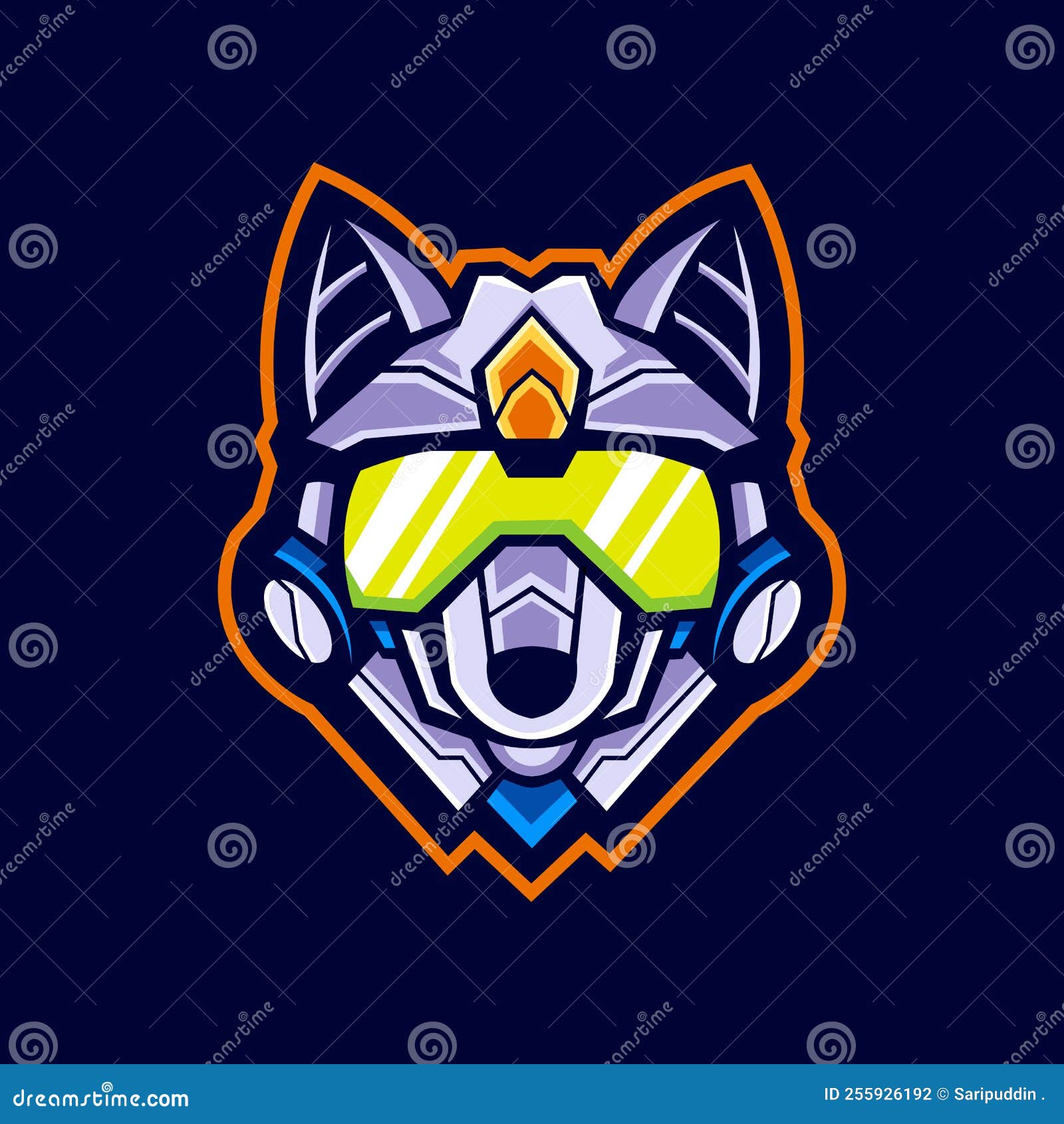Cyborg Wolf Mascot Logo stock vector. Illustration of predator - 255926192