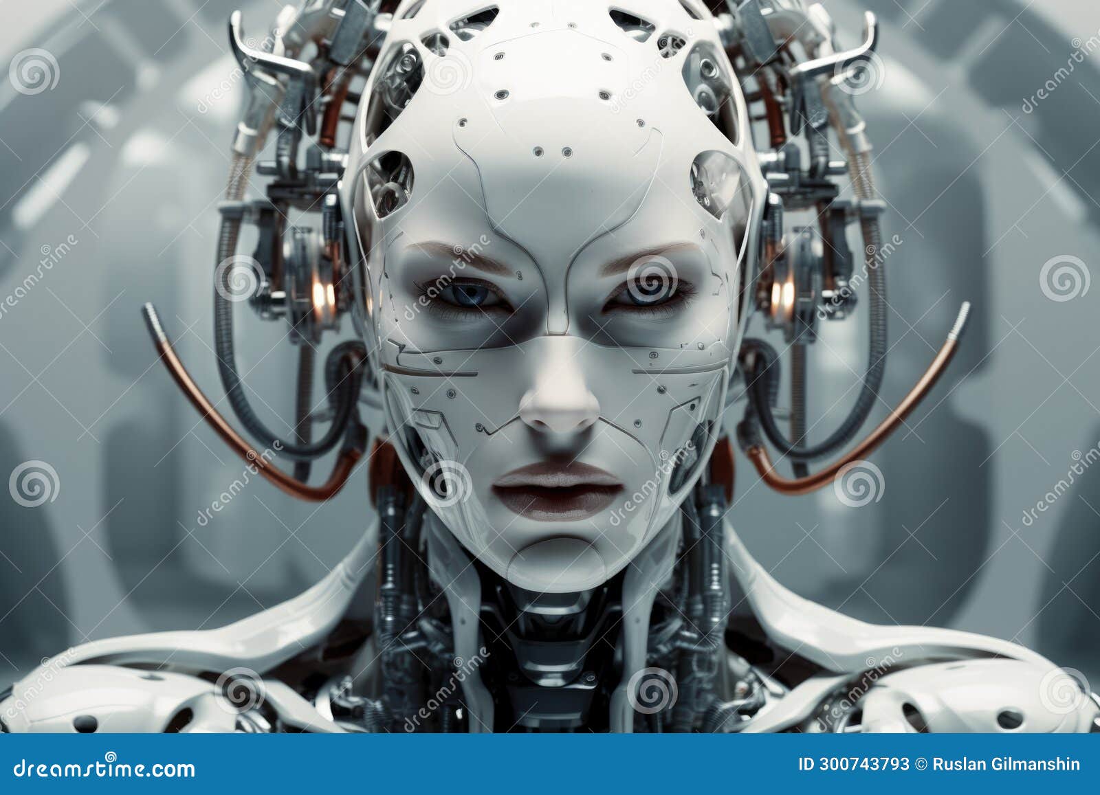 Cyborg Woman, Abstract Science and Technology Backgrounds Stock Image ...