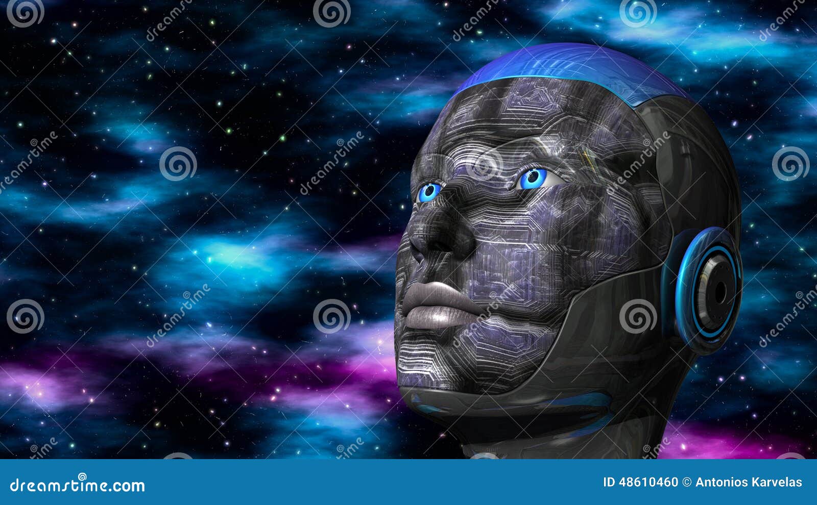 Cyborg Woman - Humanoid in Deep Space Stock Illustration - Illustration ...