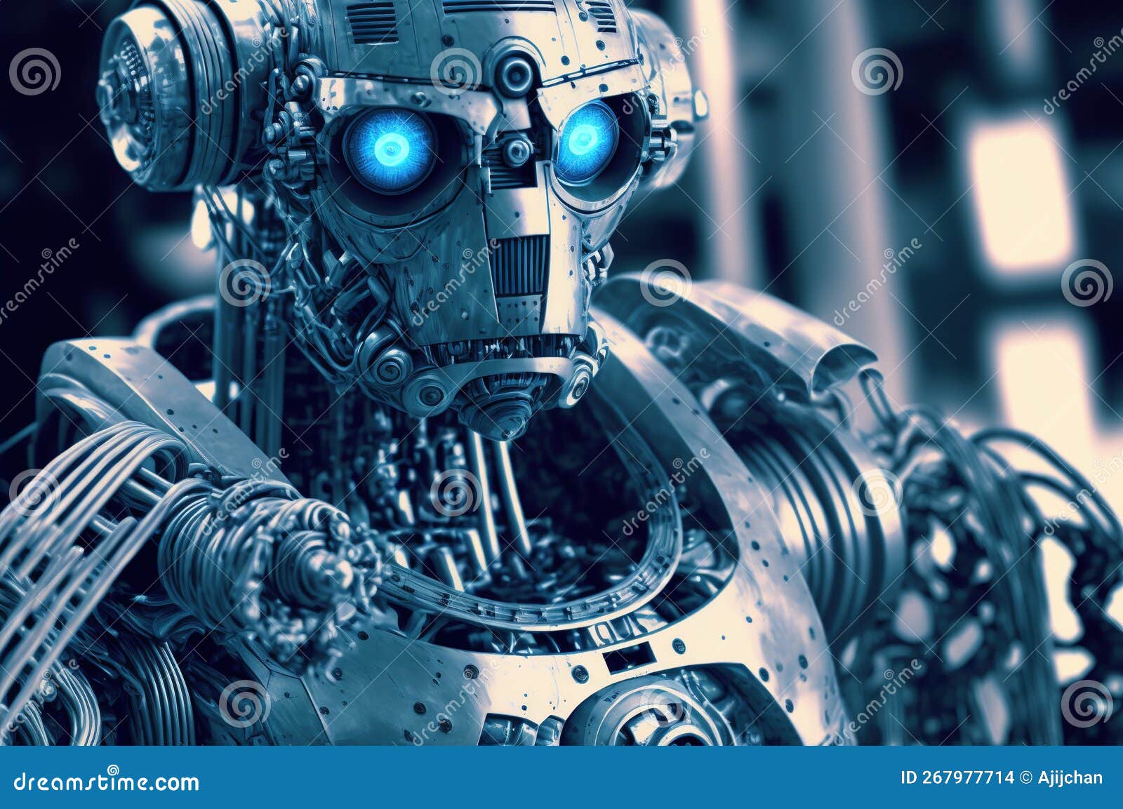 A Cyborg Guarding A Data Centre Server Room. Generative AI Stock ... A Cyborg Guarding A Data Centre Server Room. Generative AI Stock ...