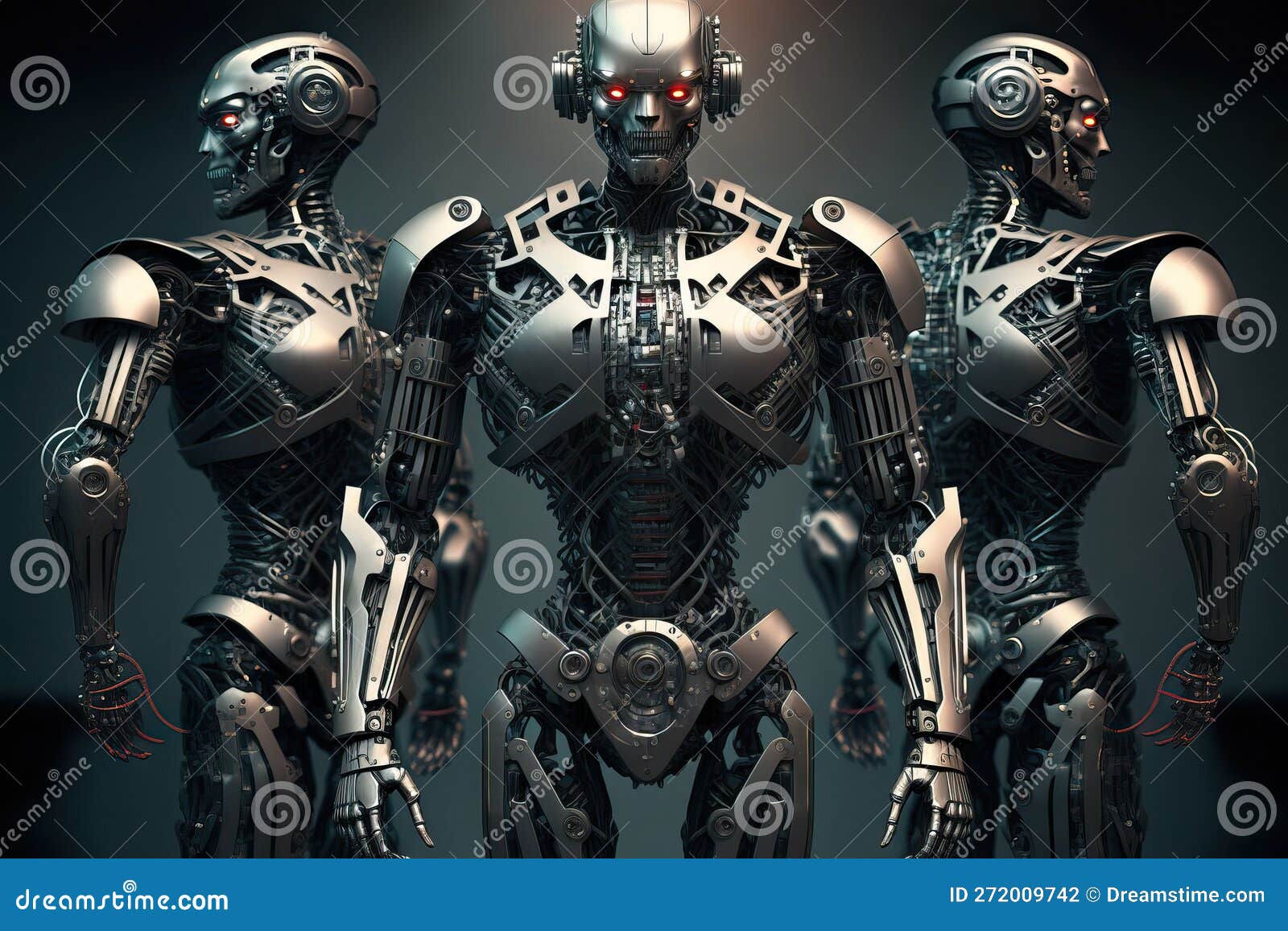 Cyborgs in a Factory or a Robot Army Stock Illustration - Illustration ...