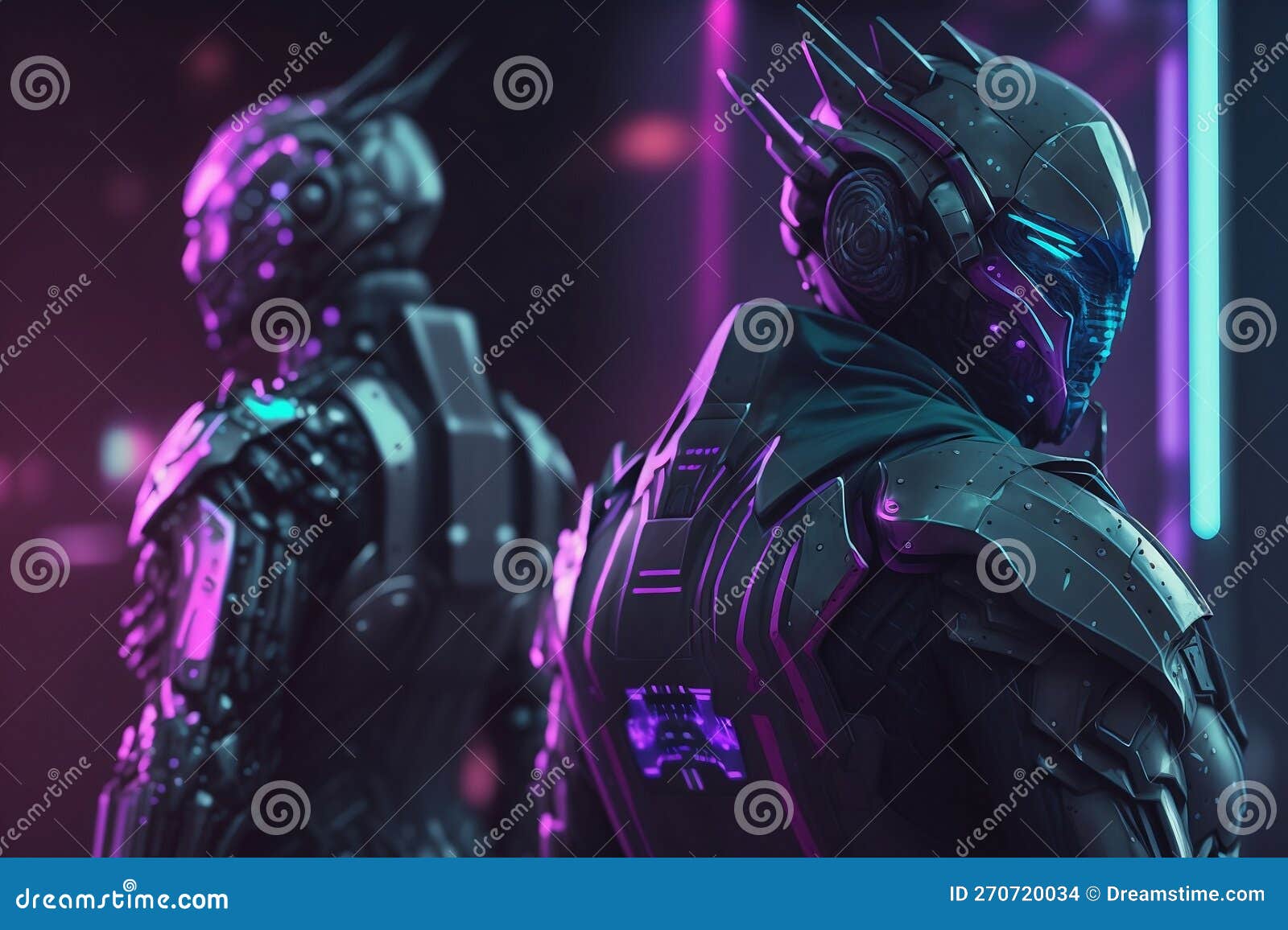 Cyborgs Fighting in Cyberspace. Stock Illustration - Illustration of ...